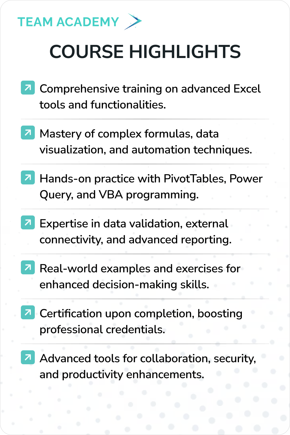 Microsoft Advanced Excel Team Academy